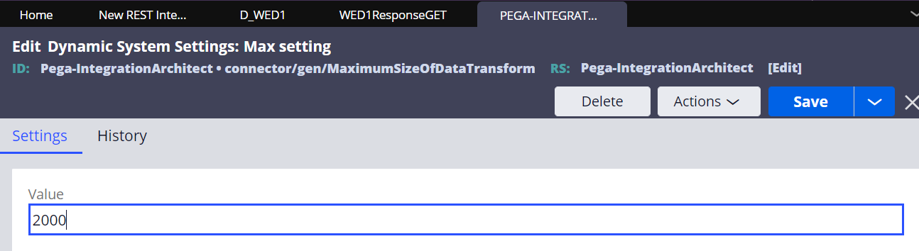 DSS connector/gen/MaximumSizeOfDataTransform | Support Center